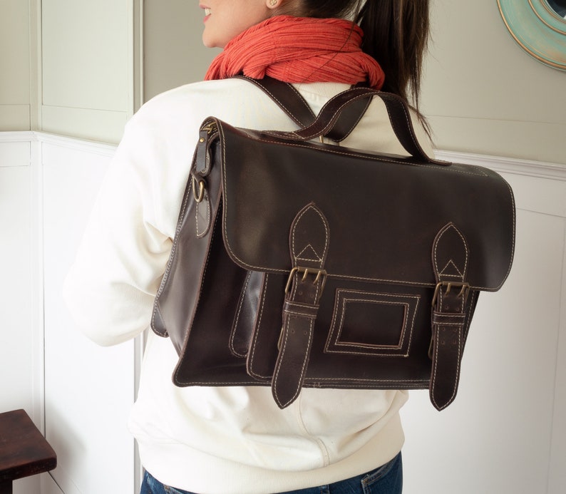 Leather Satchel for Women Retro Vintage Style Leather Laptop | Etsy