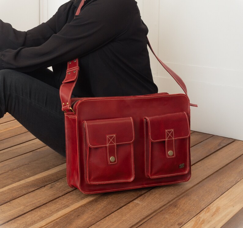 Personalized Leather Messenger Bag for Women Monogrammed - Etsy