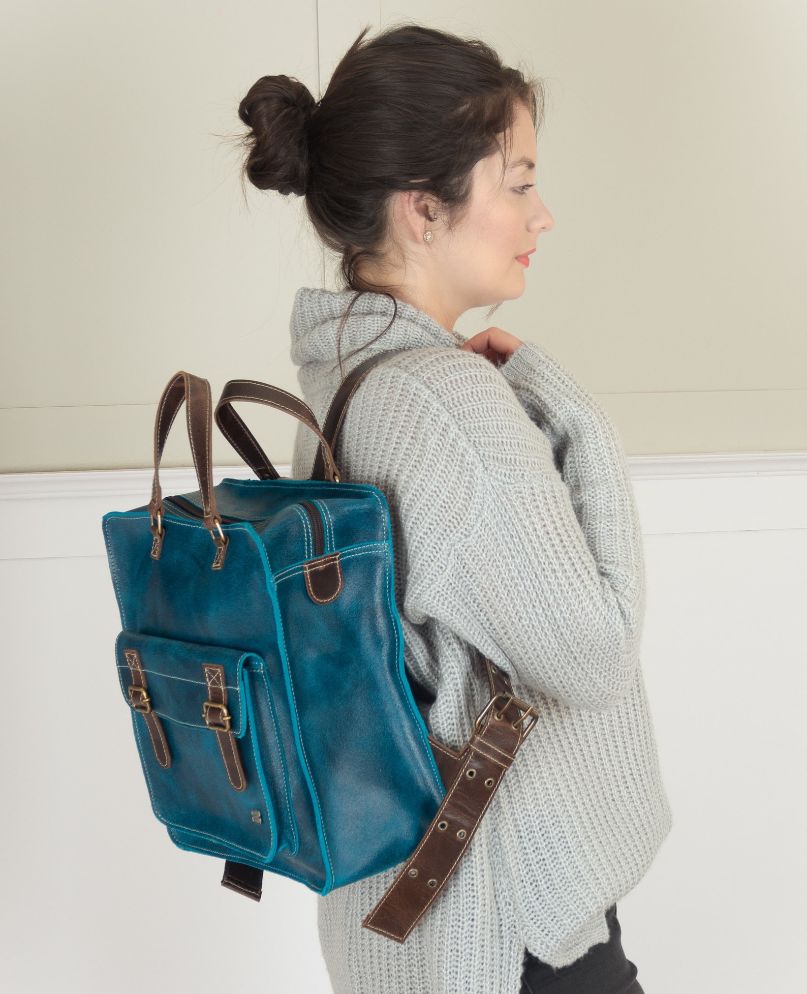 Personalized Gift Leather Backpack for Work and Waist Bag Gift | Etsy