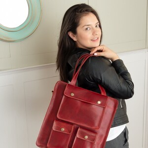 Leather Backpack Women Convertible Backpack Red Cute Bag, Laptop ...