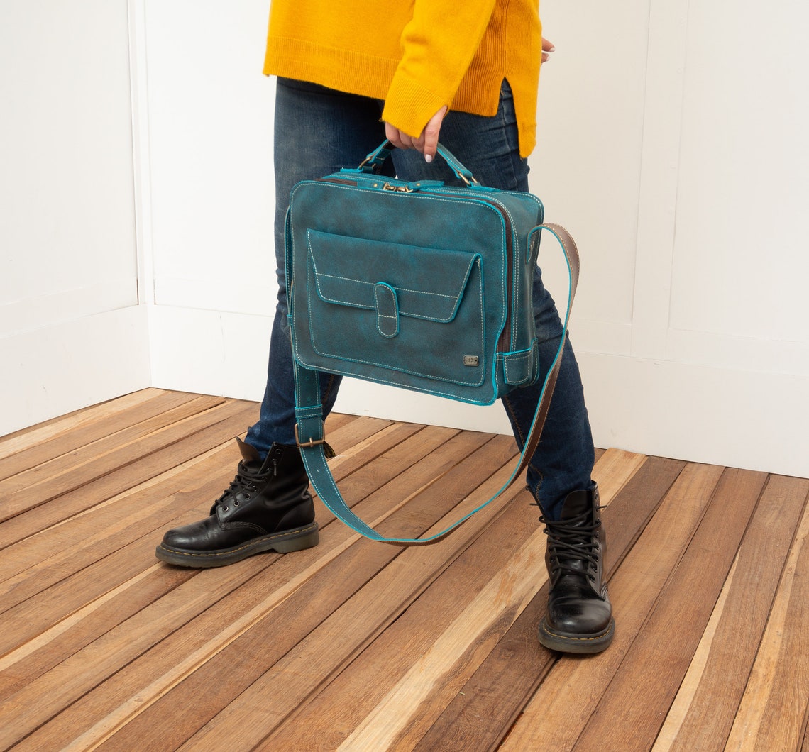 Leather briefcase for work casual briefcase bag for women | Etsy