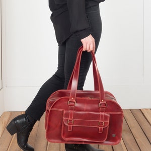 Leather Duffle Bag for Women Red Leather Weekend Bag for - Etsy