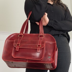 Leather Duffle Bag for Women Red Leather Weekend Bag for - Etsy