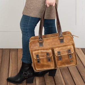 Tan Leather Handbag Work Women, Large Brown Tote Bag for Jeans Outfit ...