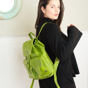 Women Backpack Purse for Work Green Leather School Backpack - Etsy