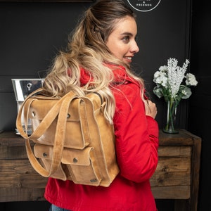 Small Leather Backpack, Convertible Backpack, Vintage Little Backpack ...