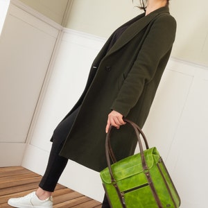 Convertible Leather Work Bag for Women - Women's Lime Green Laptop Bag ...