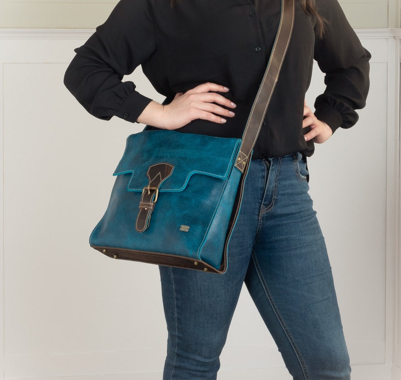 Blue Cross Body Bag for Women Vintage Inspired Leather Bag | Etsy
