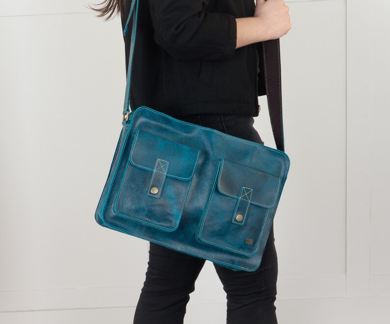 Personalized Leather Messenger Bag for Women Monogrammed - Etsy