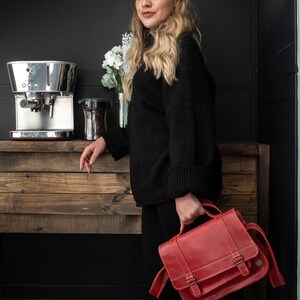 Mini Leather Bag Women, Small Satchel Purse for Everyday, Red Leather ...