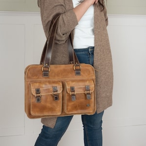 Tan Leather Handbag Work Women, Large Brown Tote Bag for Jeans Outfit ...