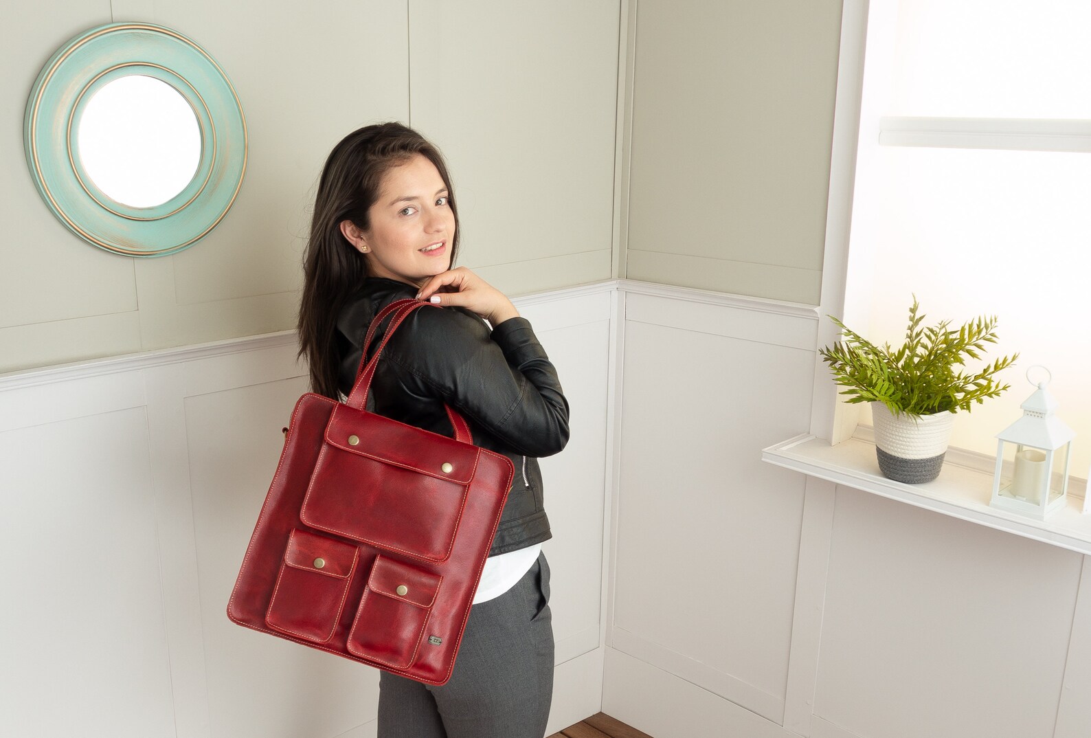 Leather Backpack Women Convertible Backpack Red Cute Bag - Etsy