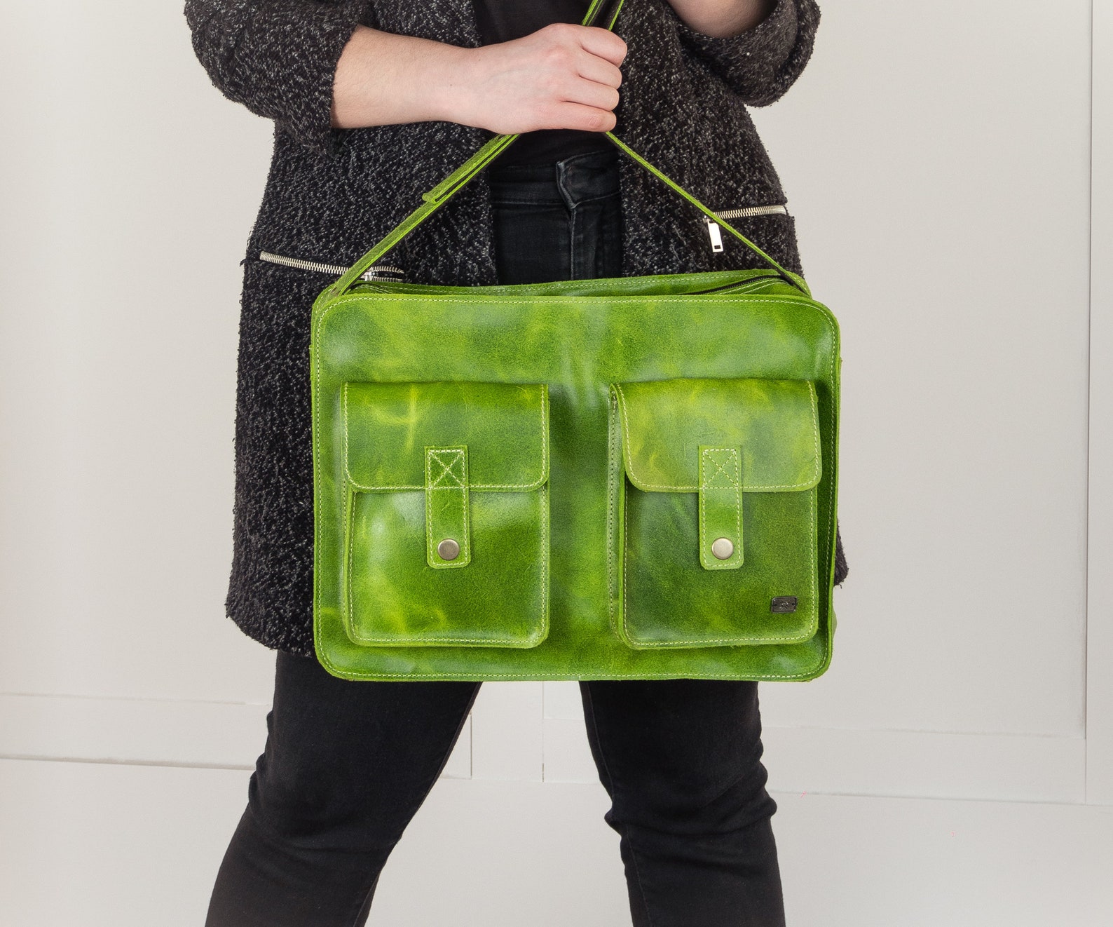 Personalized Leather Messenger Bag for Women Monogrammed - Etsy