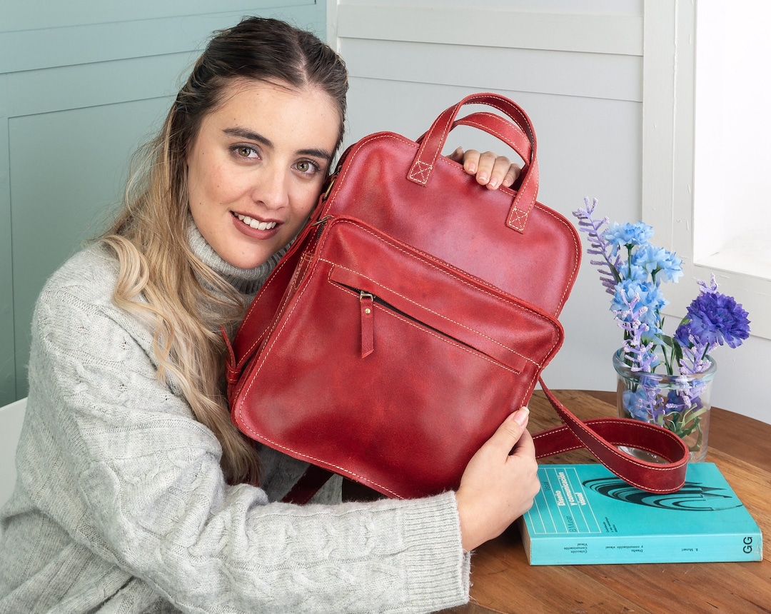 Red Leather Small Messenger Bag Women, Red Leather Women Bag, Cute ...