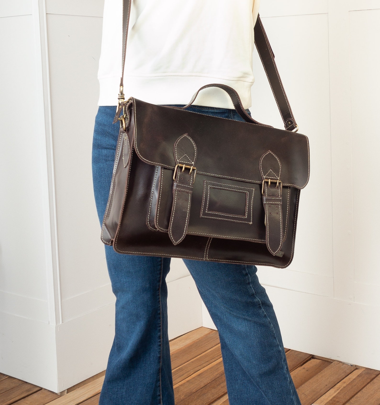 Leather satchel for women retro vintage style leather laptop | Etsy