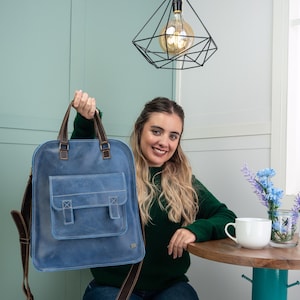 Sky Blue Work Tote Bag, Light Blue Cross Body Purse Women, Women Laptop ...