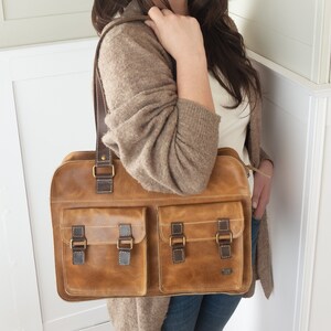 Tan Leather Handbag Work Women, Large Brown Tote Bag for Jeans Outfit ...