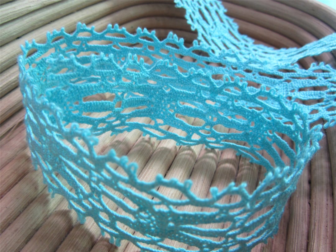 Light Blue Crocheted Lace Ribbon - Crochet Trim - Lace Hem - Lacy ...