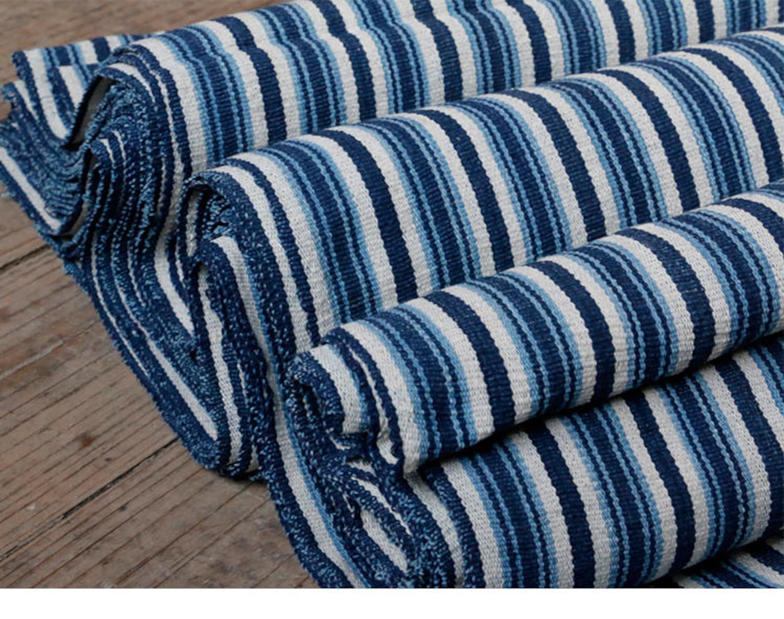 Natural Hand Weaving Blue Fabric 100% Cotton Fabriic Width - Etsy