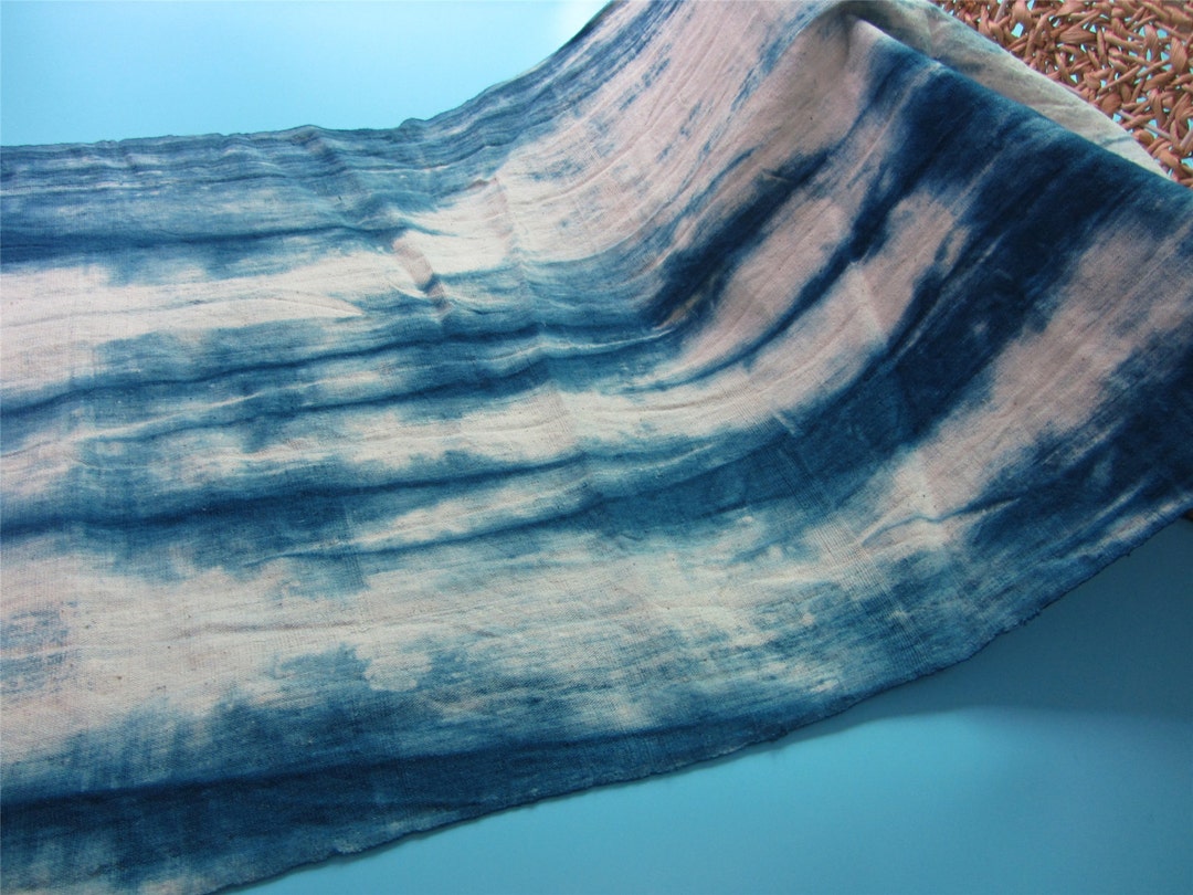 1meter* 40cm Natural Indigo Fabric, Hand Dyed Indigo Shibori Scarf ,100 ...