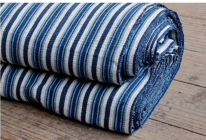 Natural Hand Weaving Blue Fabric 100% Cotton Fabriic Width - Etsy