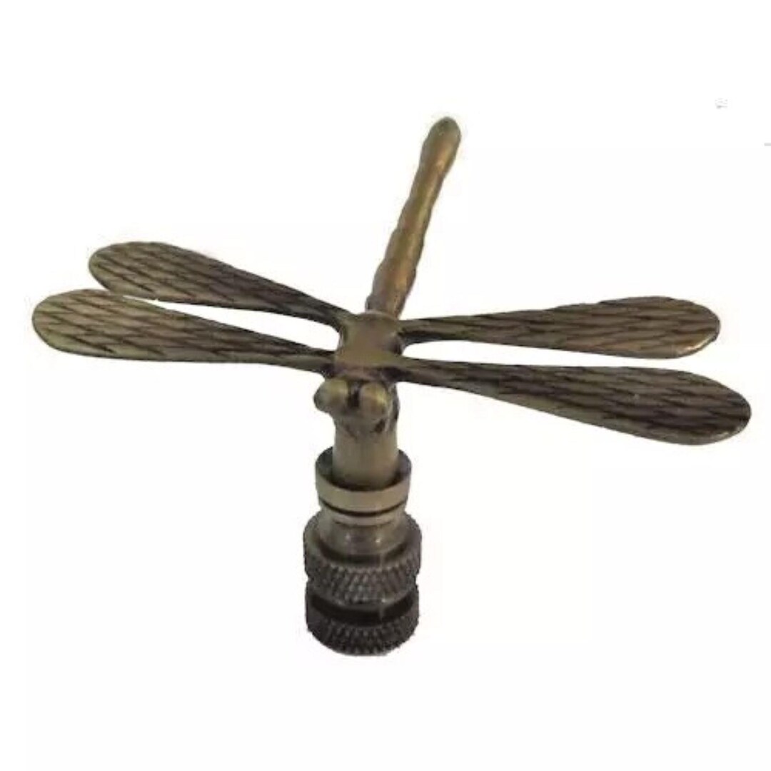 Dragonfly Lamp Shade Finial Antique Brass FINIAL THREAD 8 - Etsy