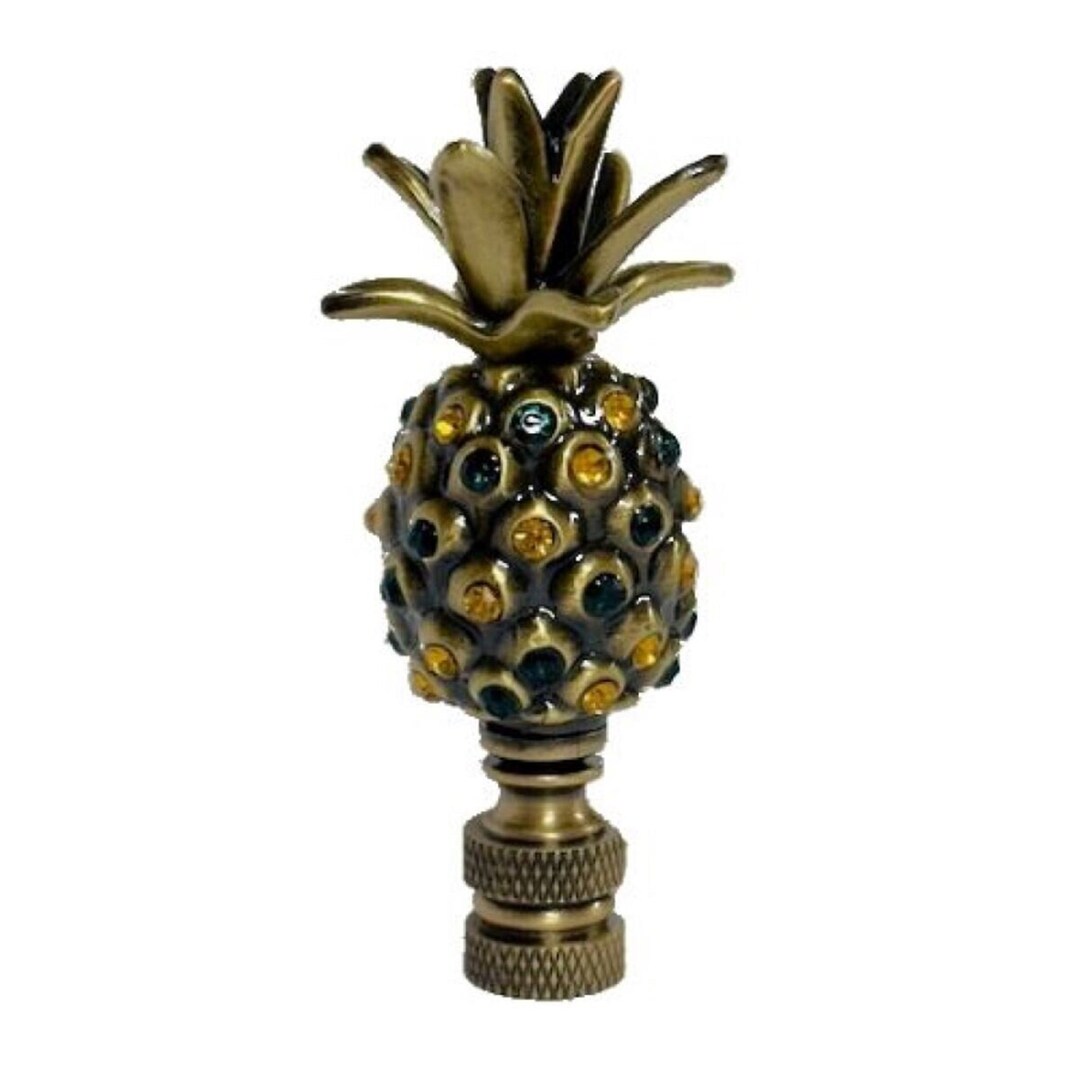 Pineapple Lamp Shade Finial Ant Br finial Thread Green & Amber Beads - Etsy