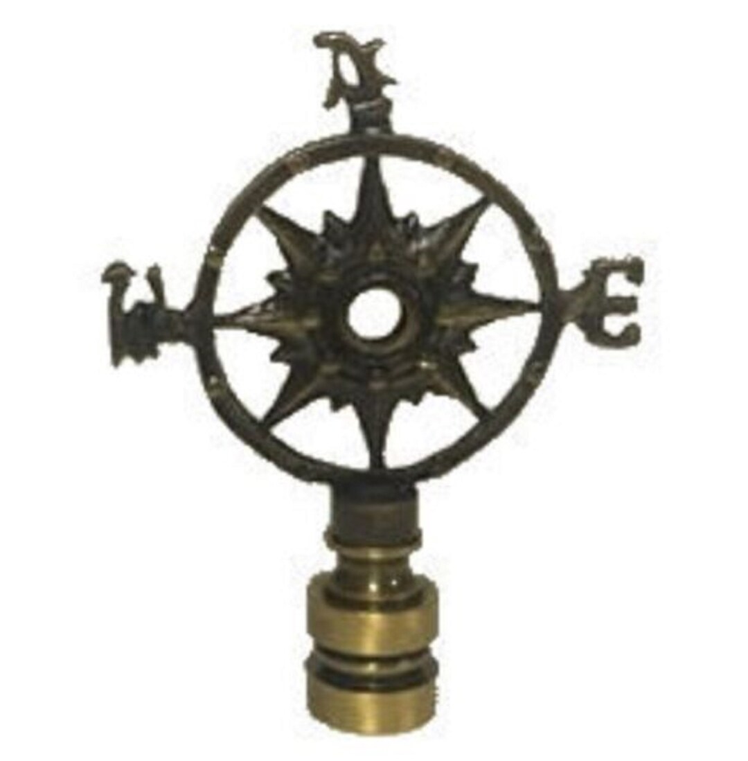 Compass Lamp Shade Finial Antique Brass Finial Thread - Etsy
