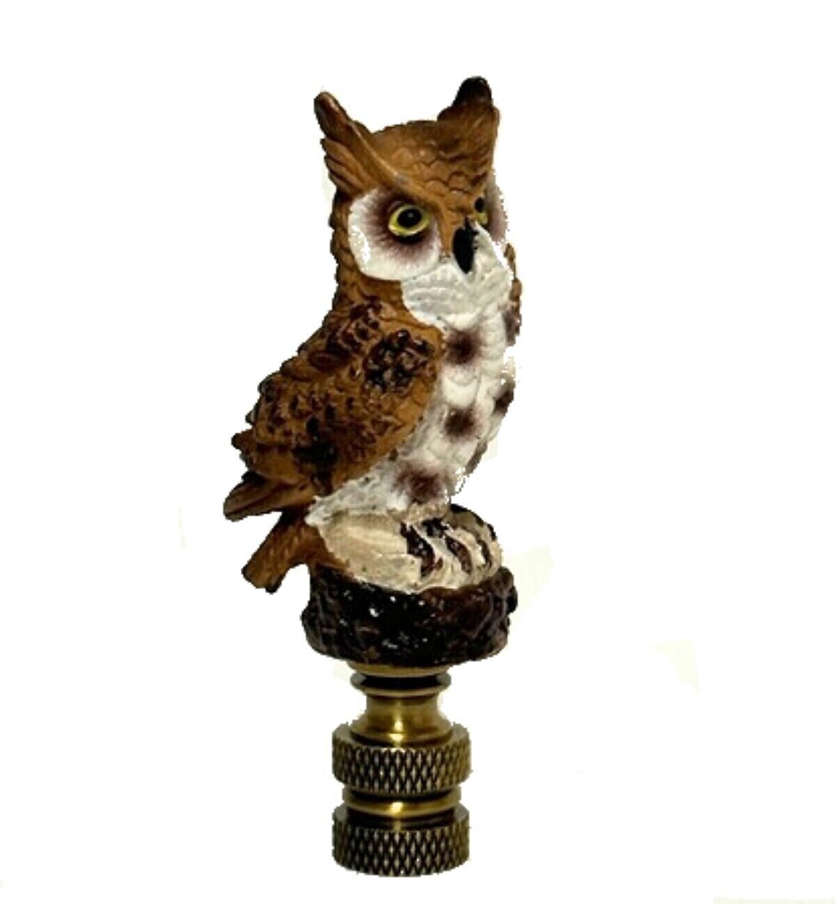 Colorful Owl Lamp Shade Finial Antique Brass Base FINIAL THREAD 103 - Etsy