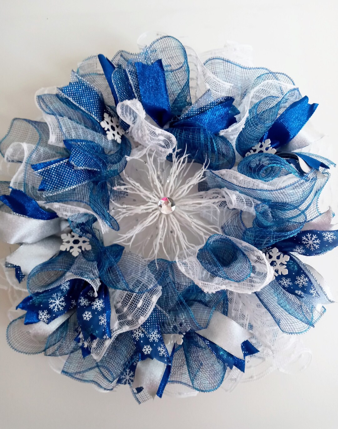 Christmas Snowflake Mesh Wreath Winter Snowflake Wreath - Etsy