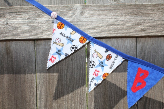 Items similar to Sports Themed Personalized Fabric Banner on Etsy