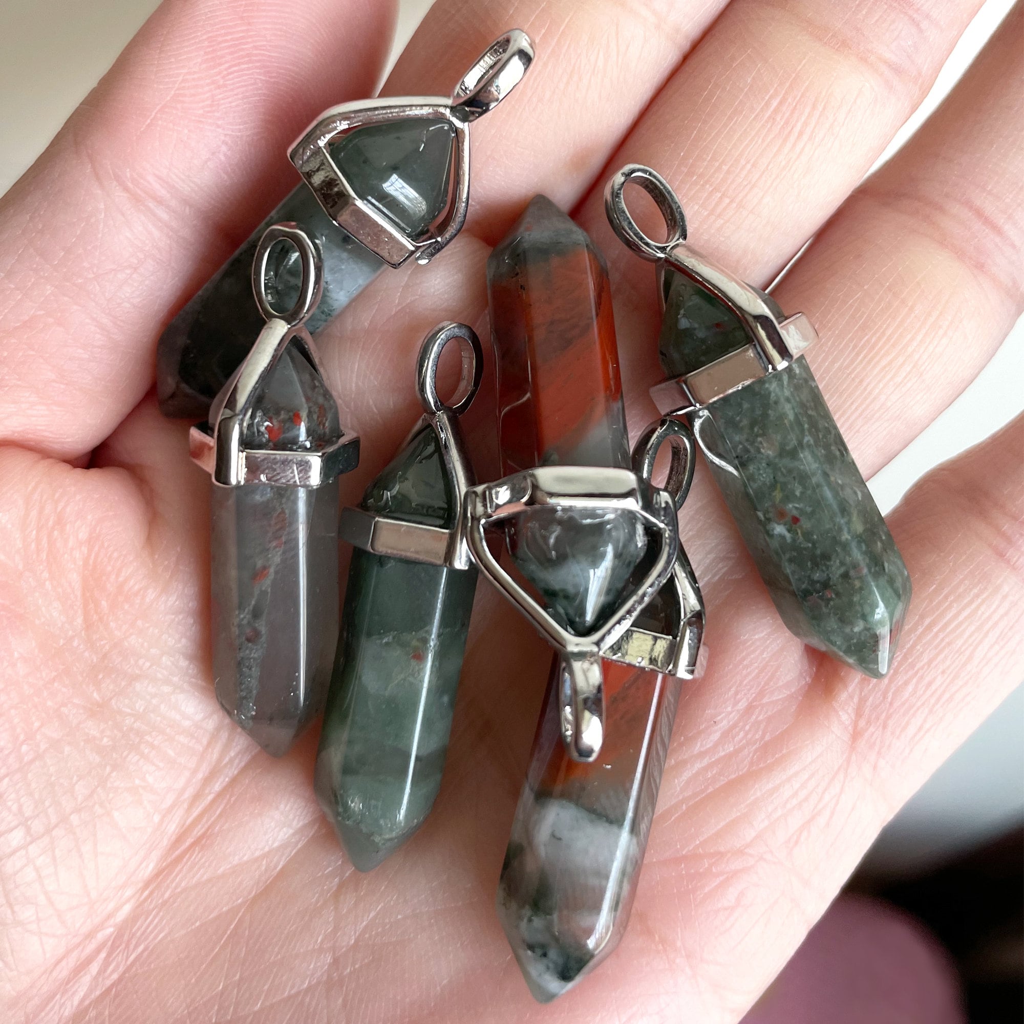 Bloodstone Necklace Raw Labradorite Necklace Pendant Gothic | Etsy