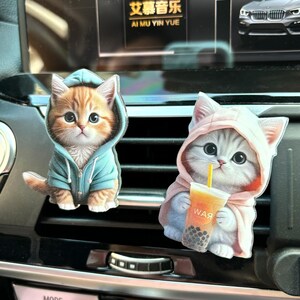 Cute Cat Design Car Vent Clip Air Freshener Acrylic Aromatherapy ...