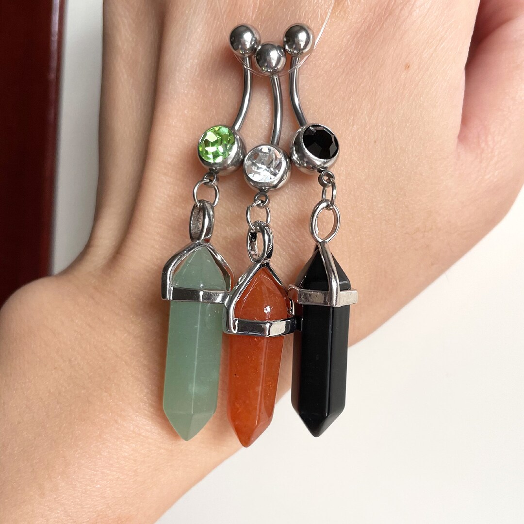 Carnelian Crystal Belly Button Rings Handmade Jewelry Crystal Point ...