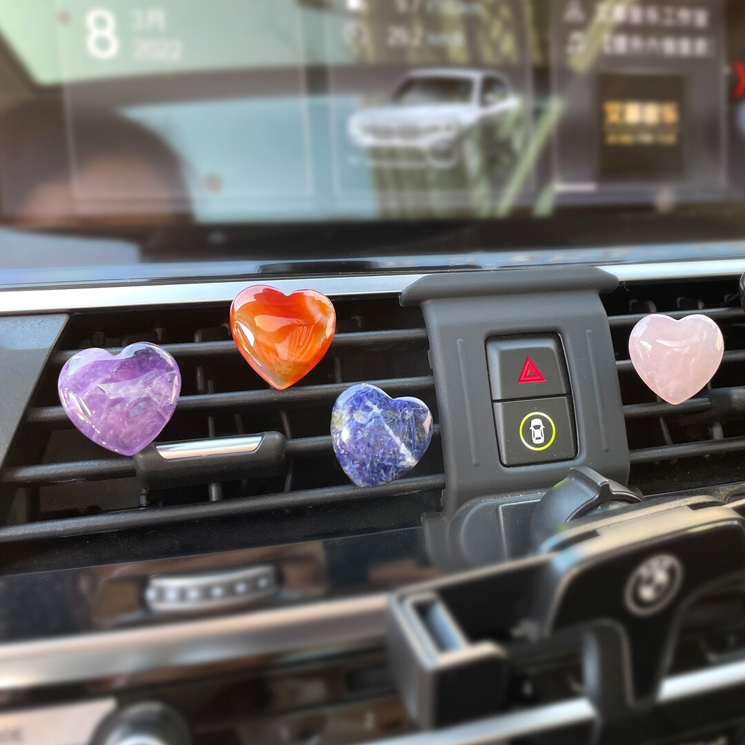 Best Gift Handmade Heart Gemstones Car Air Vent Clips Decor Crystal Car ...