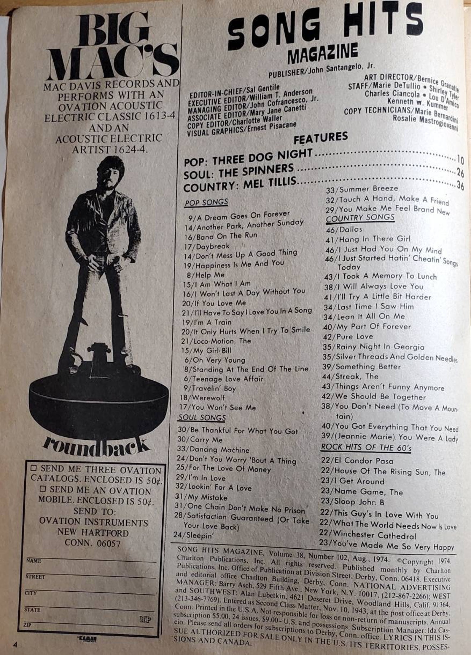 1974 Song Hits Magazine | Etsy