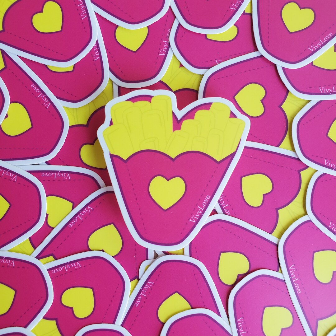 French Fry Love 3 Inch Colorful Die Cut Vinyl Sticker for Water Bottles ...