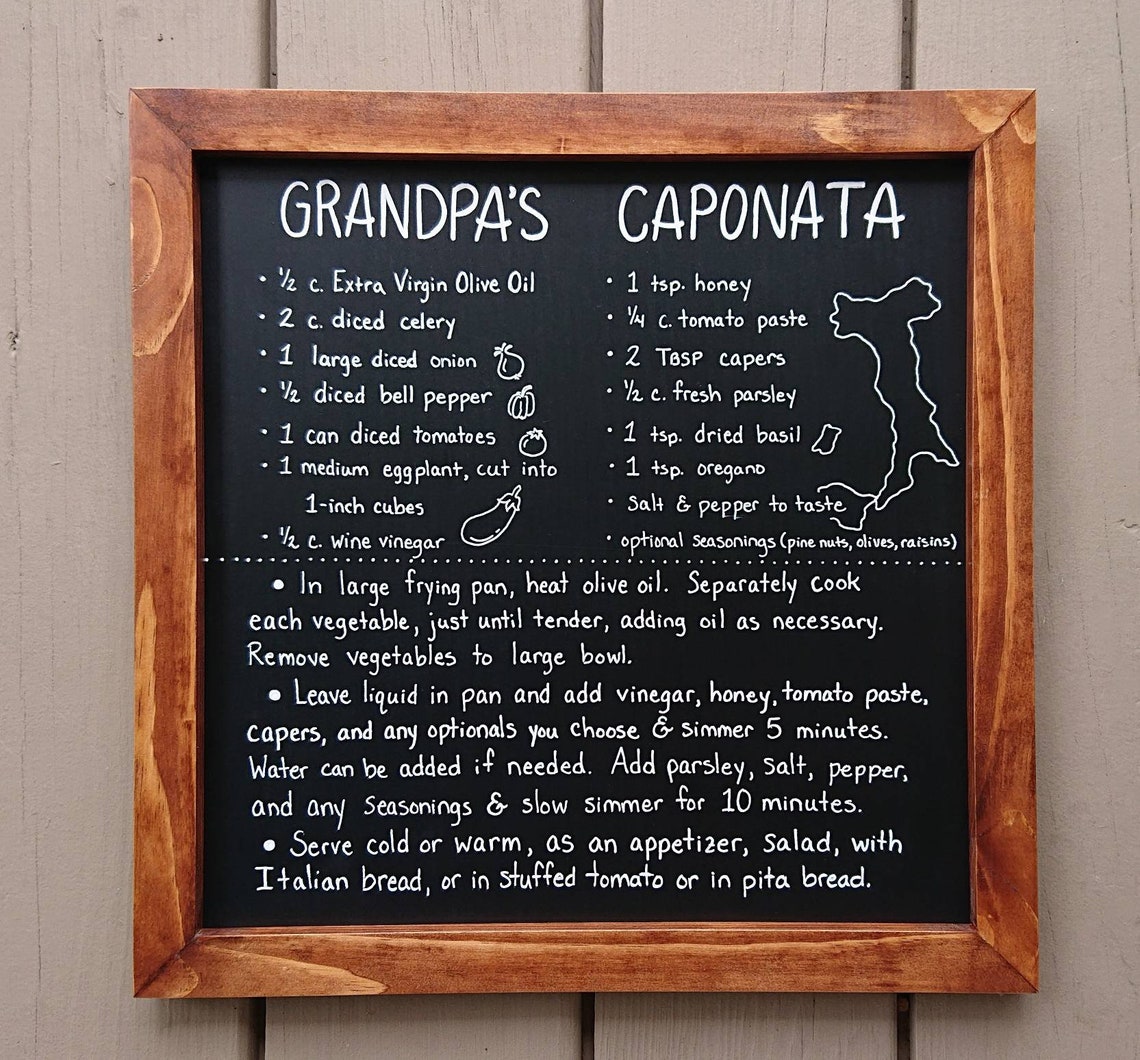 Illustrated Recipe Recipe Sign Chalkboard Recipe Kitchen | Etsy