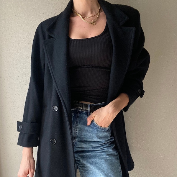 Black Wool Coat - Etsy