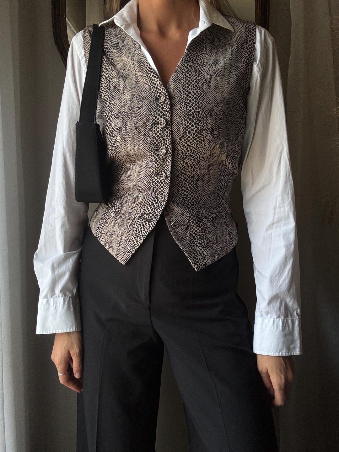 Vintage Silk Oversized Snakeskin Pattern Waistcoat Vest - Etsy
