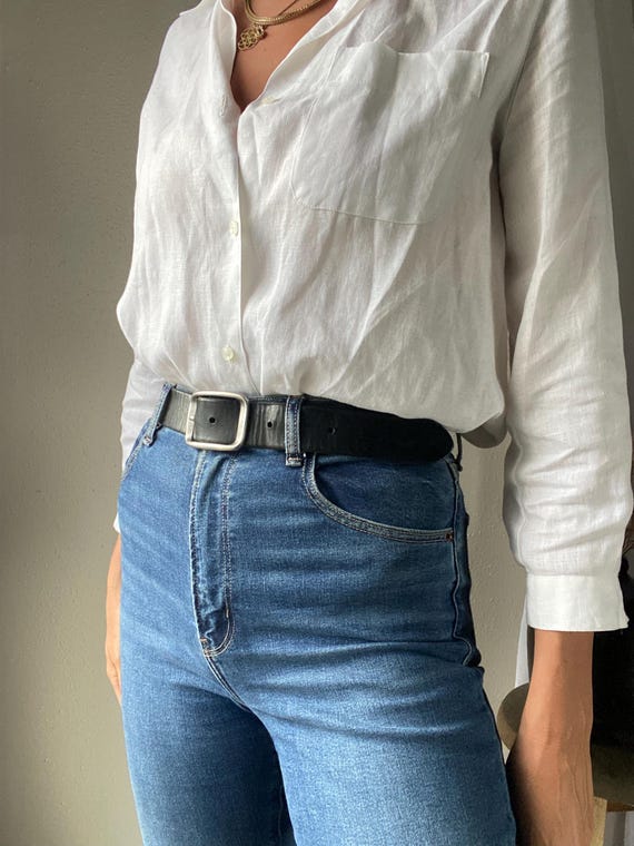 Vintage GAP Black Belt Genuine Wide Leather Belt with… - Gem