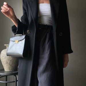 Vintage Black Pure Wool Long Overcoat Made in USA - Etsy