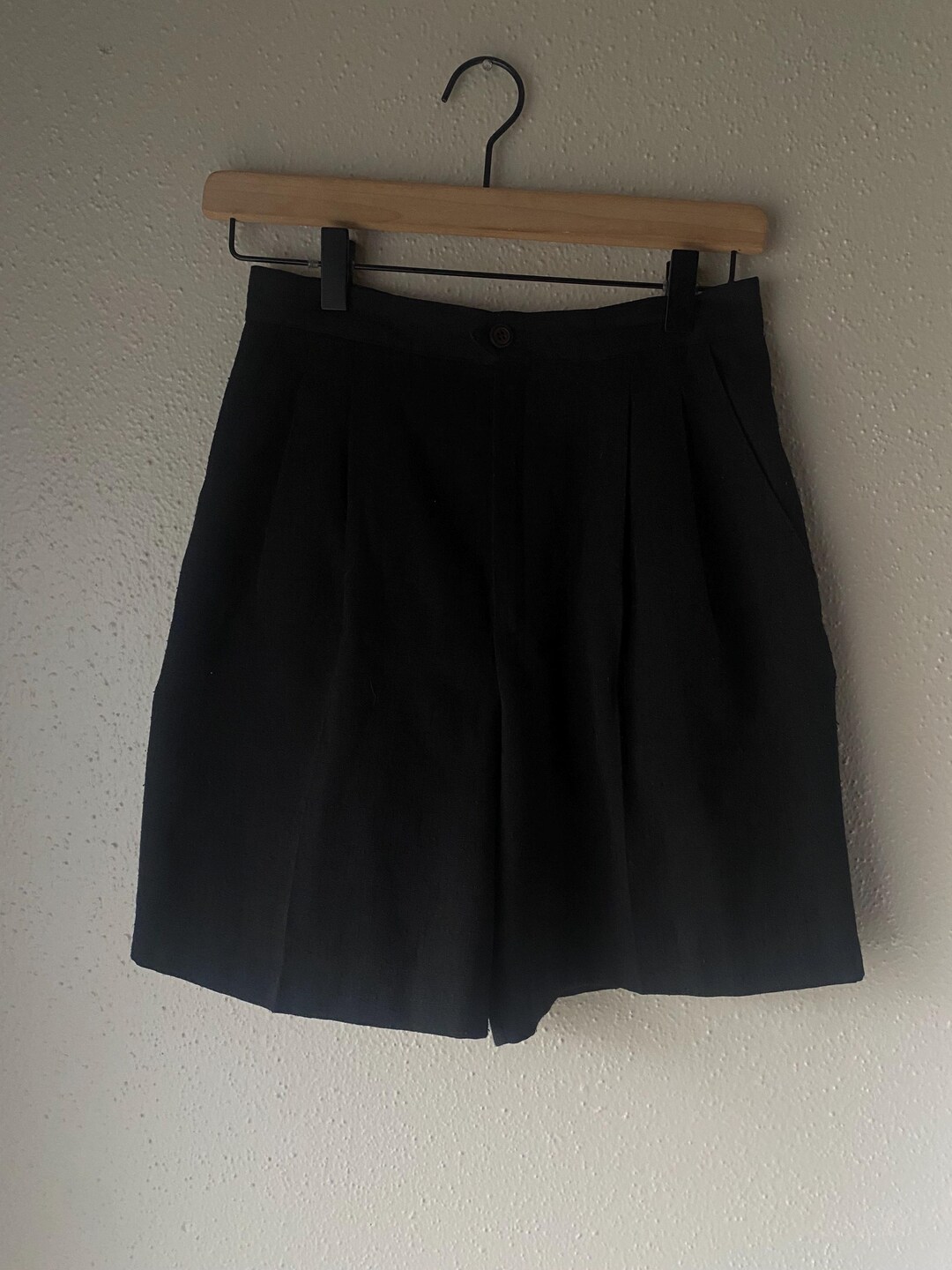 Vintage Black Pleated Trouser Shorts Petite - Etsy