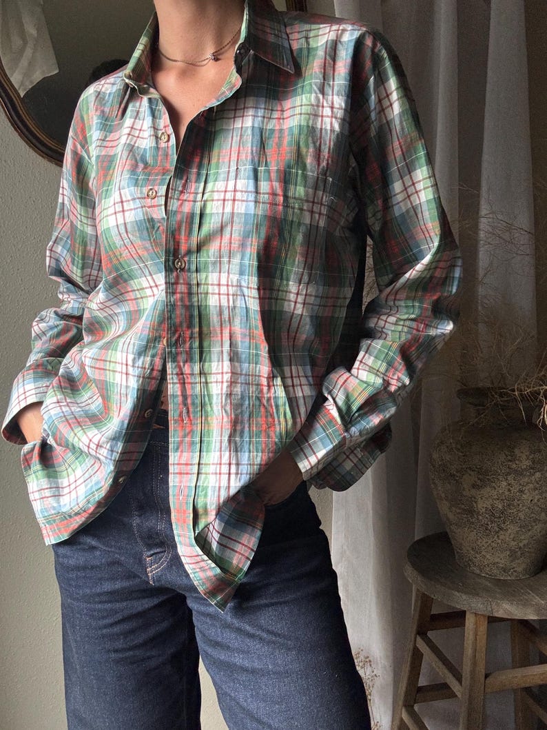 Vintage Oversized Ralph Lauren Chaps Plaid Cotton Button up Shirt - Etsy
