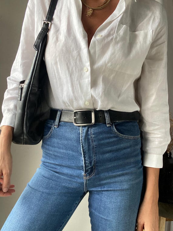 Vintage GAP Black Belt Genuine Wide Leather Belt with… - Gem