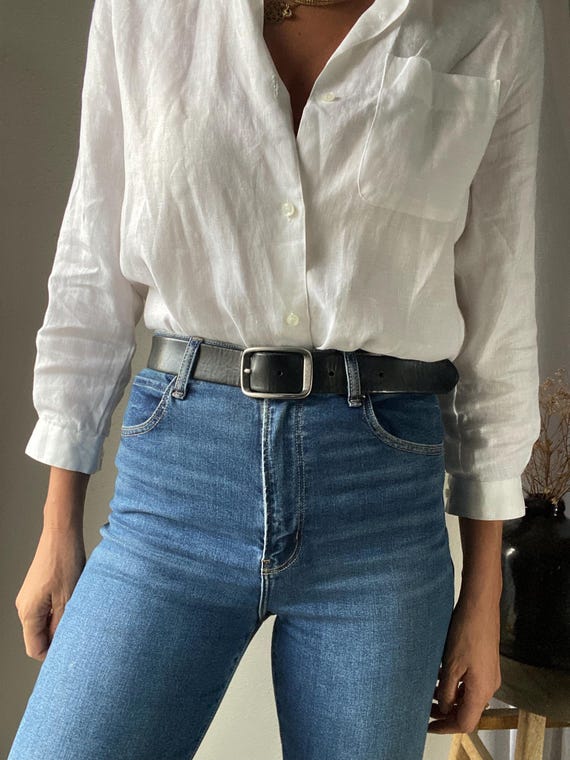 Vintage GAP Black Belt Genuine Wide Leather Belt with… - Gem