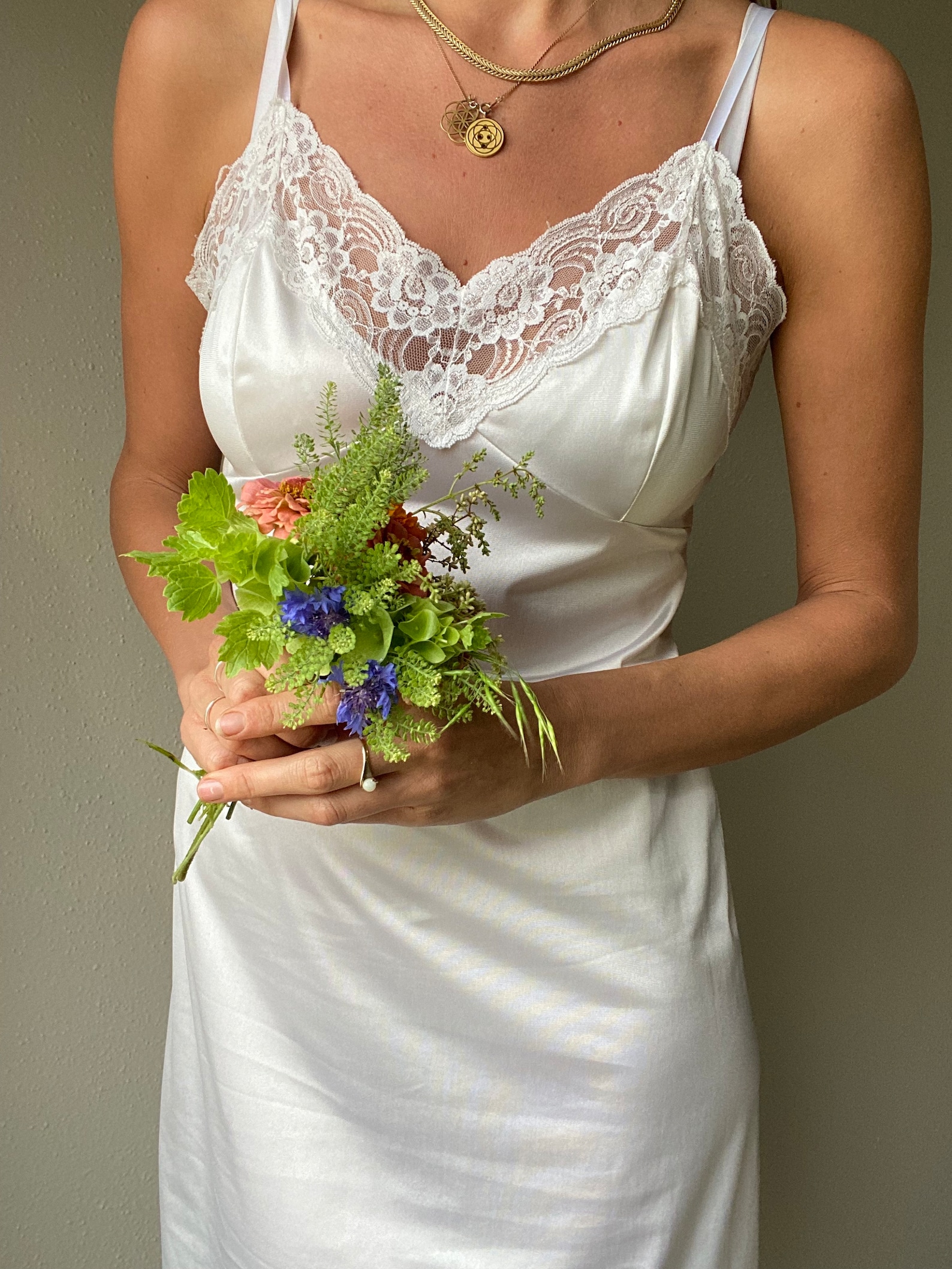 Vintage White Satin Slip Dress Lace Trim Detail Bridal Made in - Etsy