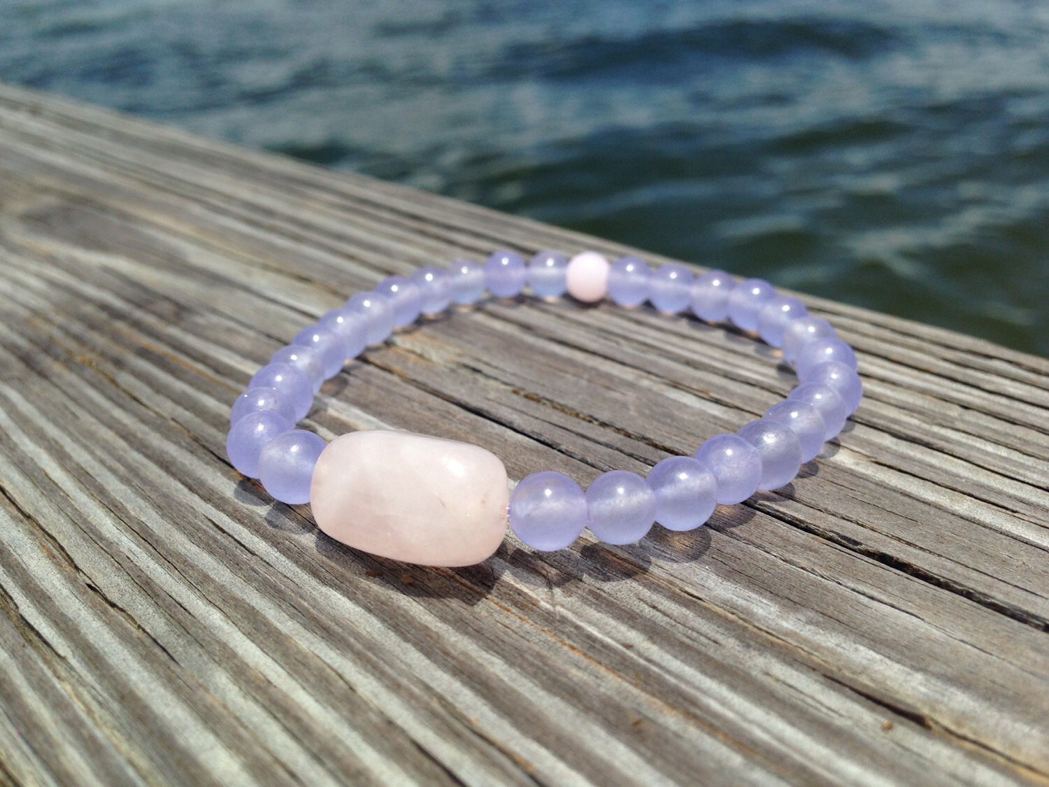 Genuine Pale Purple Quartzite and Pink Quartz Nugget Bracelet. Unique ...