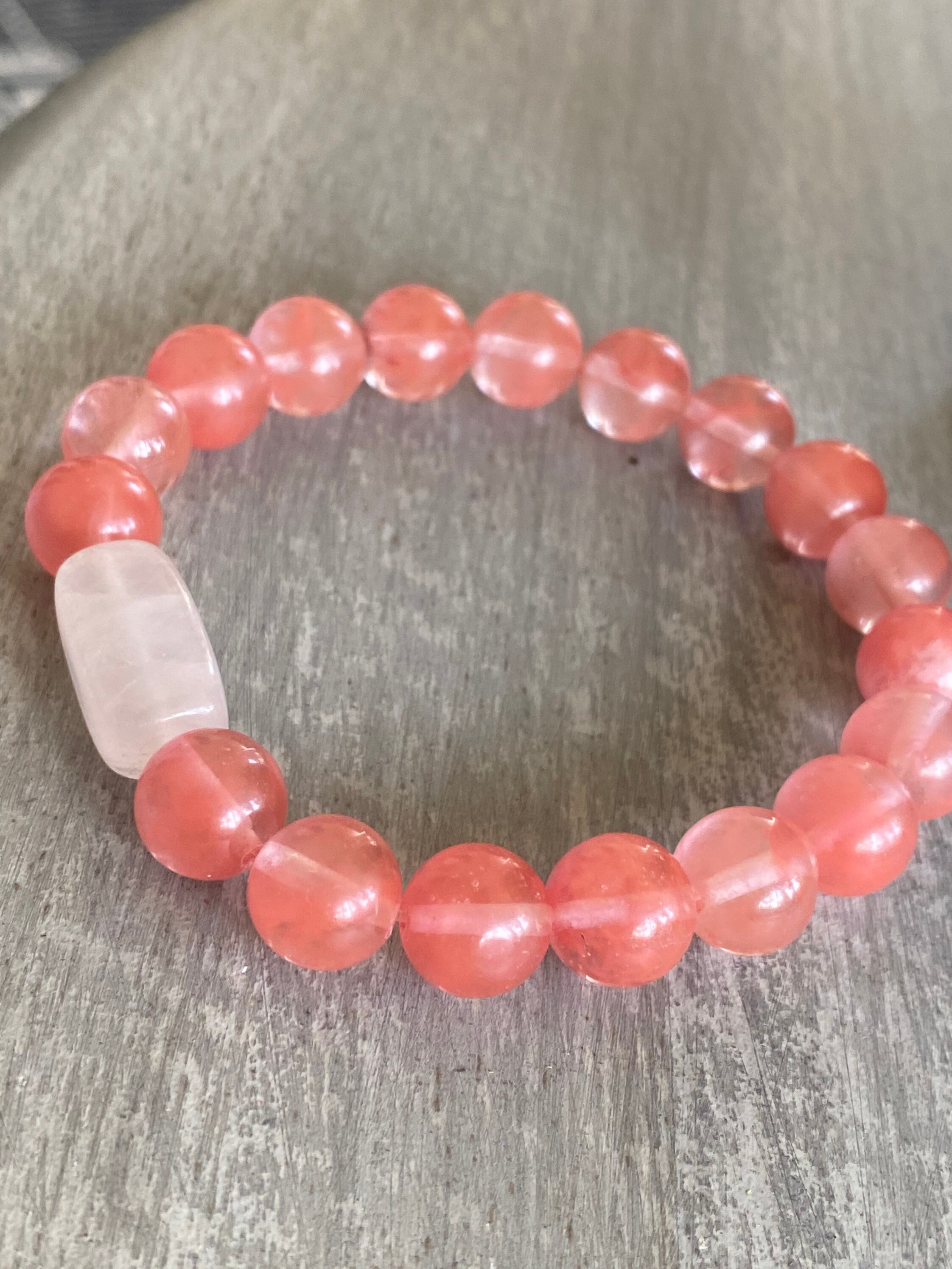 Genuine Rose Quartz Stretch Beaded Bracelet. 10 Mm Beads. Quartz Nugget ...