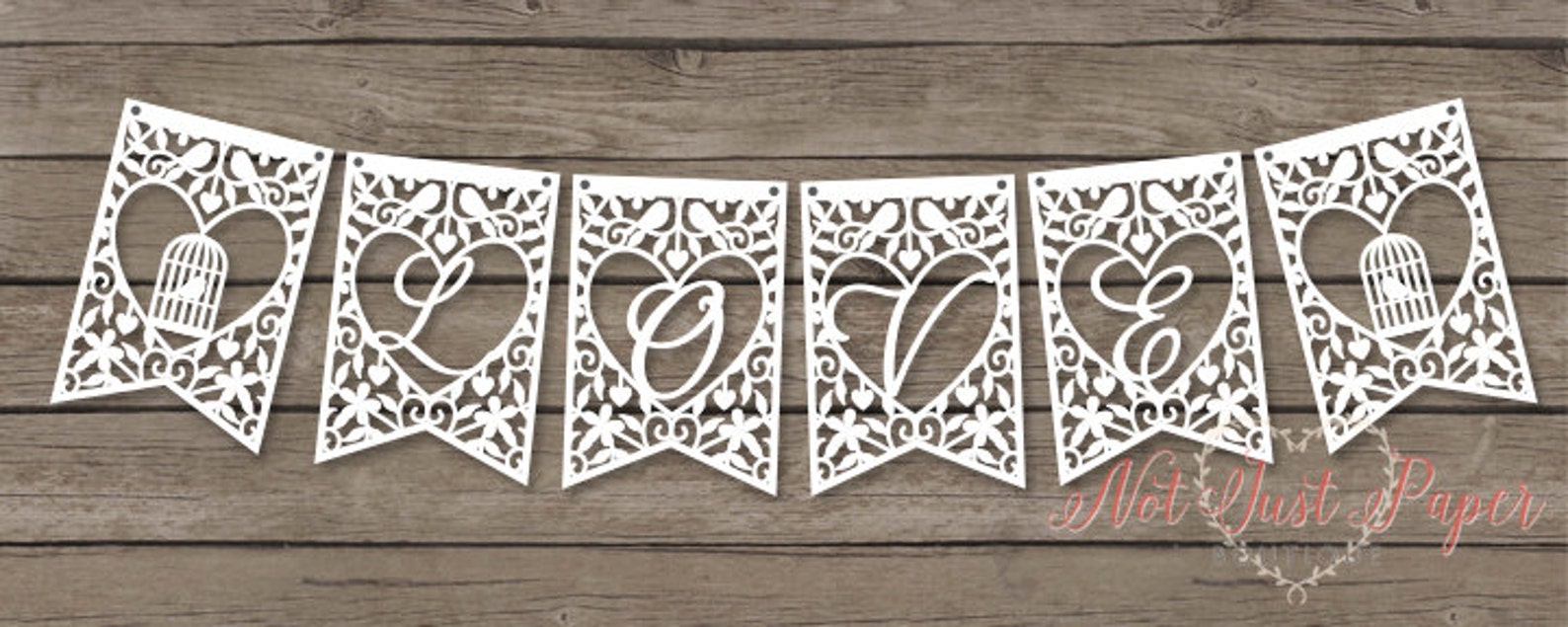 Love Paper Bunting Template Cut Your Own Wedding Decor - Etsy